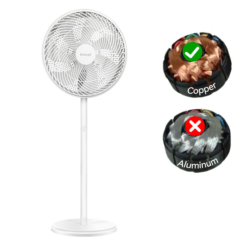 Povud White 14 Inch Oscillating Stand up Fan with Upgraded Motor